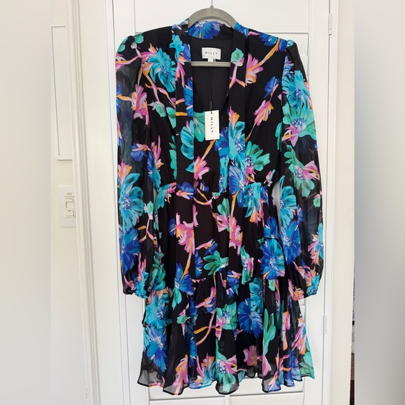 Milly | Dresses | Milly Blue Multi Floral Dress | Poshmark